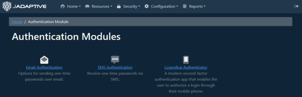 Configuring Authentication Modules – Jadaptive Limited