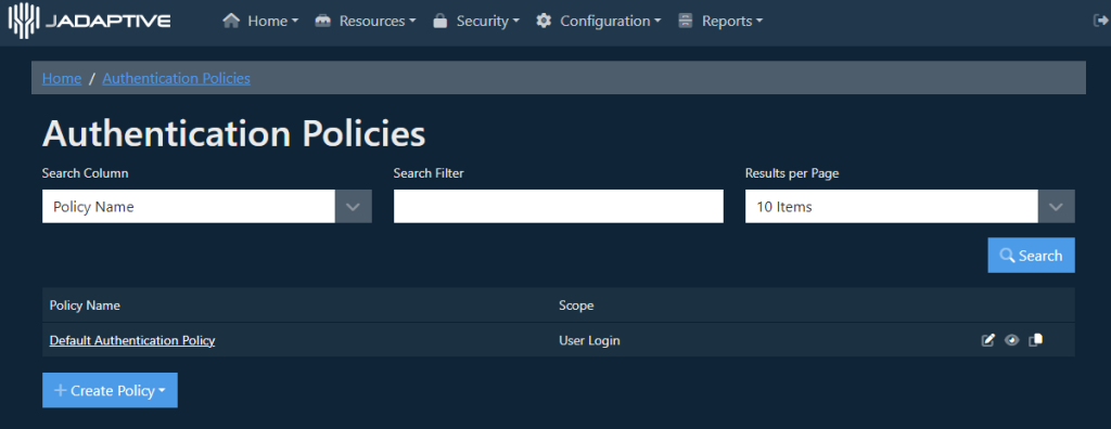 Configuring Authentication Policies for User Login – Jadaptive Limited