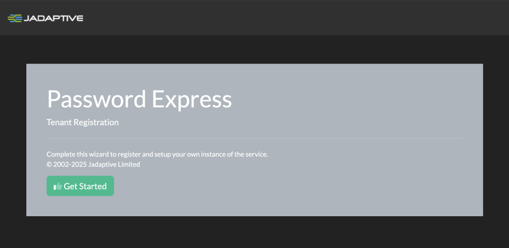Signing up for Password Express – Jadaptive Limited